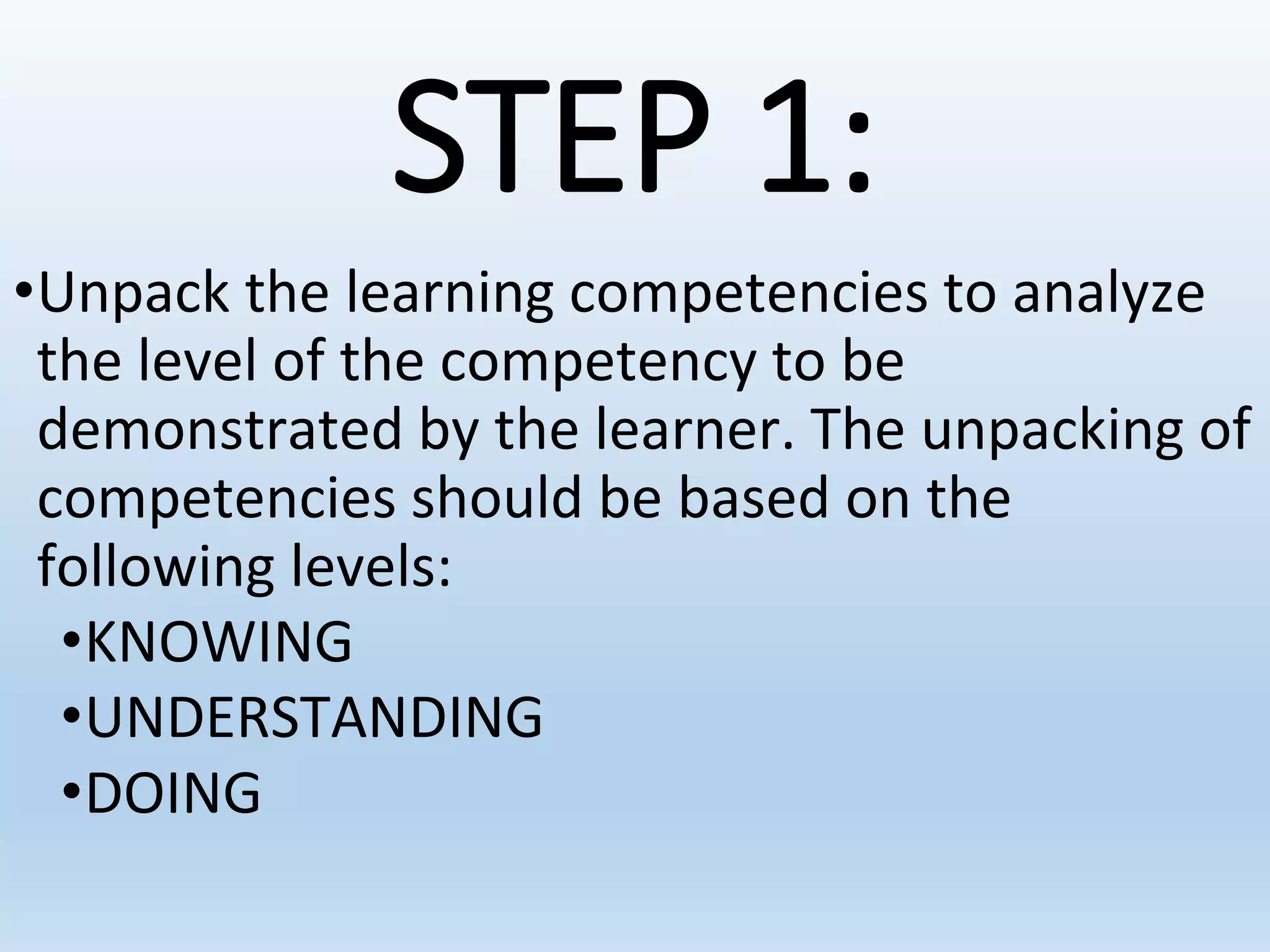 Standards based unit assessment design for k to 12 | PPTX