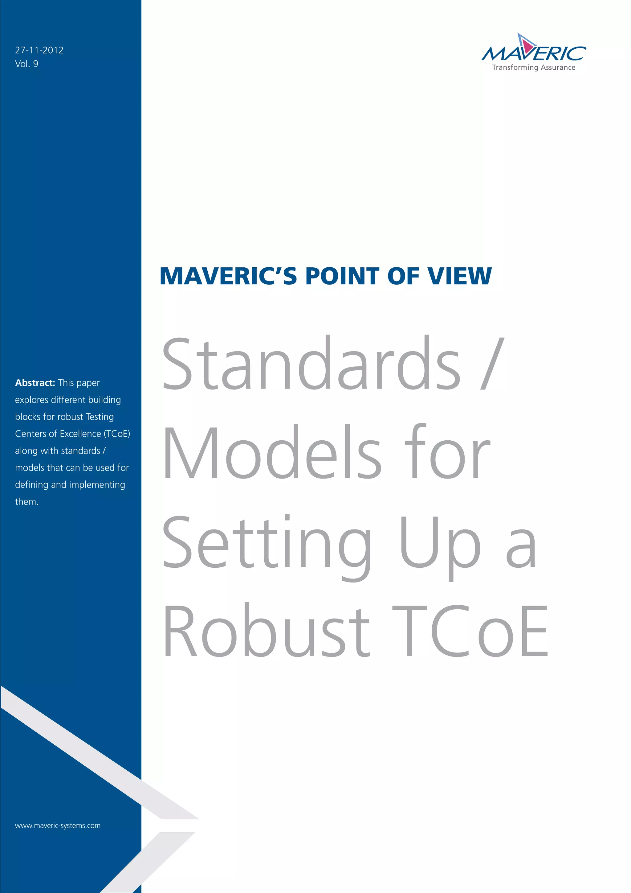 Standards models for setting up a robust t co-e | PDF