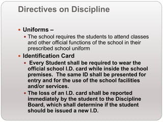 STANDARDS-OF-CONDUCT-FOR-STUDENTS-2022 (1).pptx | Law