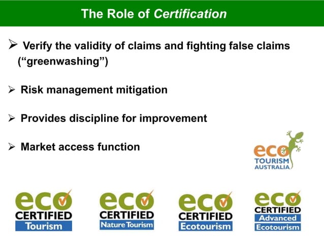 Standards, accreditation, certification, recognition: SUSTAINABLE ...