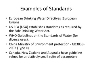 Standards and criteria for water | PPTX