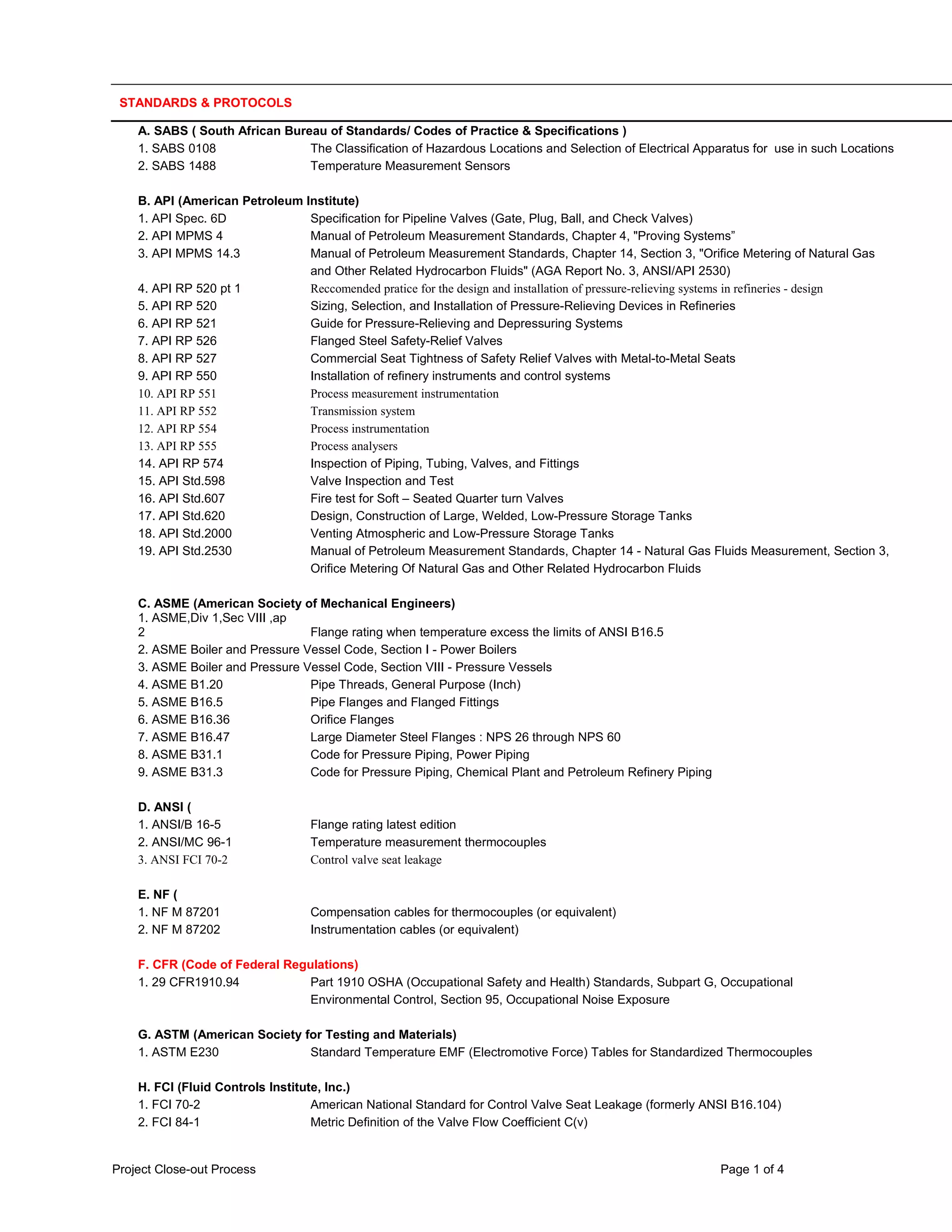 Standards and protocols instrumentation ( typical) | DOC