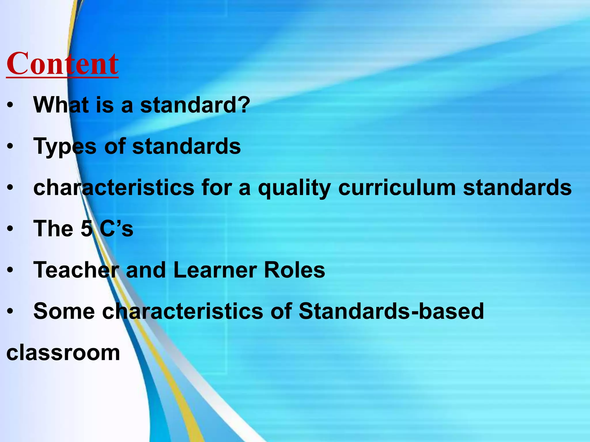 Standards based curriculum | PPTX
