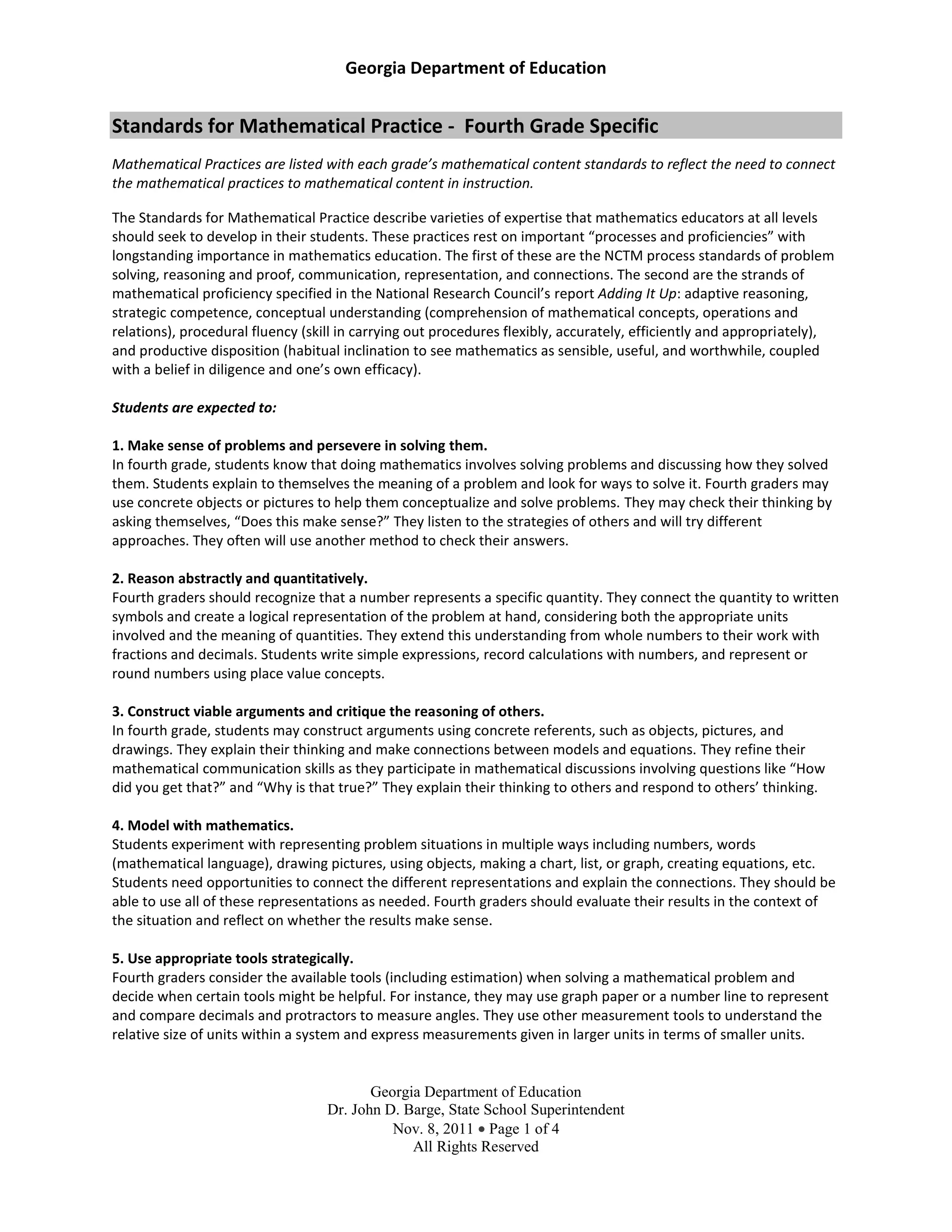 Standards for Mathematical Practice | PDF