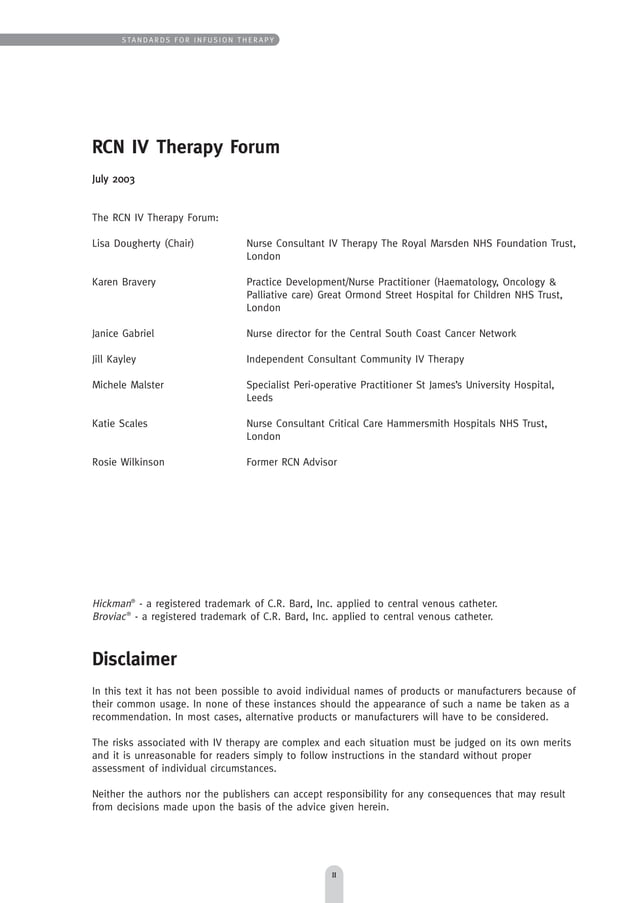 Standards Infusion Therapy | PDF | First Aid | Injuries