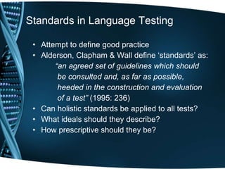 Standards In Language Testing | PPT