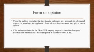 Standards of auditing SA700 | PPTX