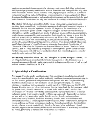 Standards of care for gender identity disorders sixth version wpath ...