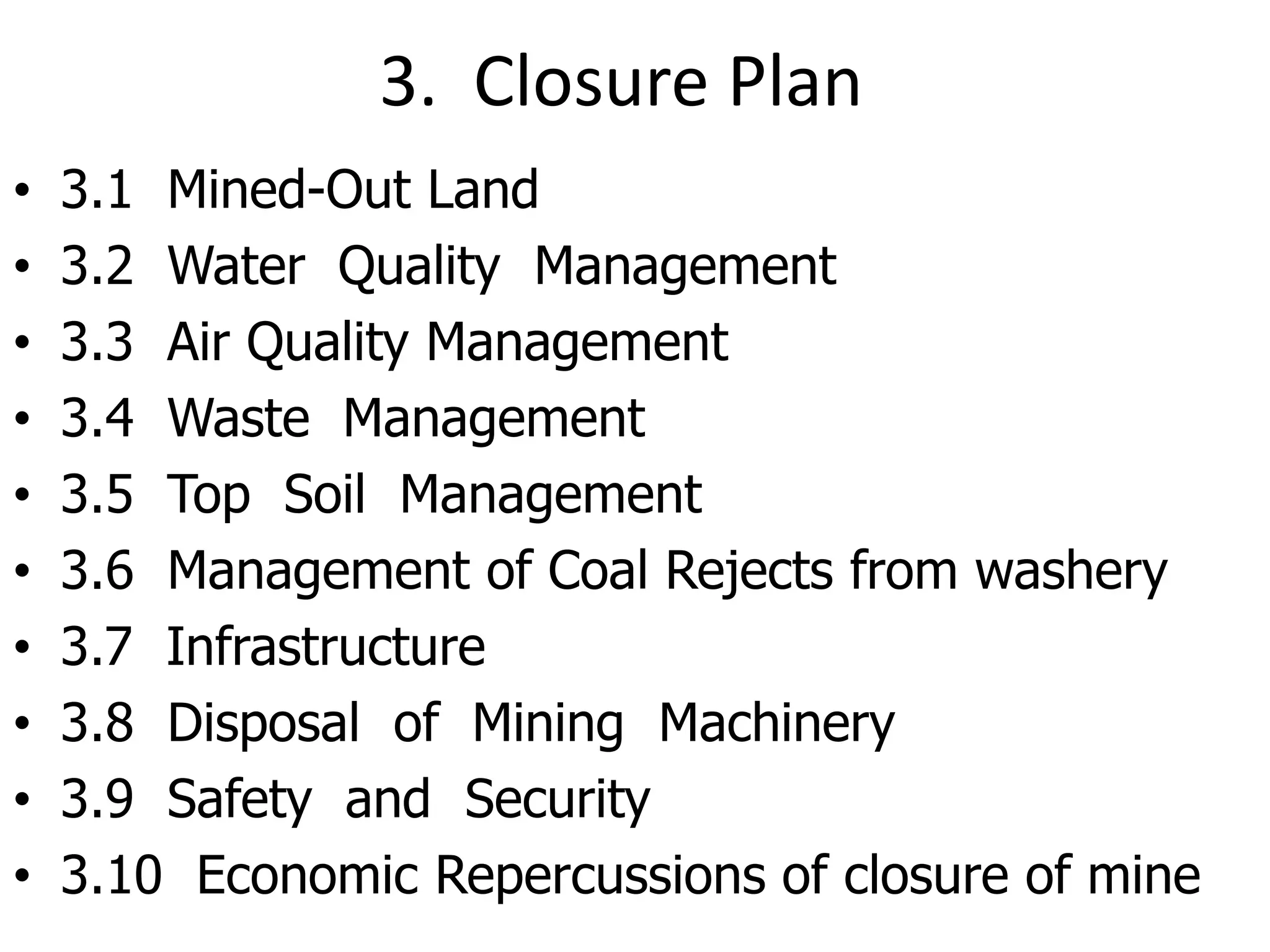 Standards of Mine Closure Planning | PPTX