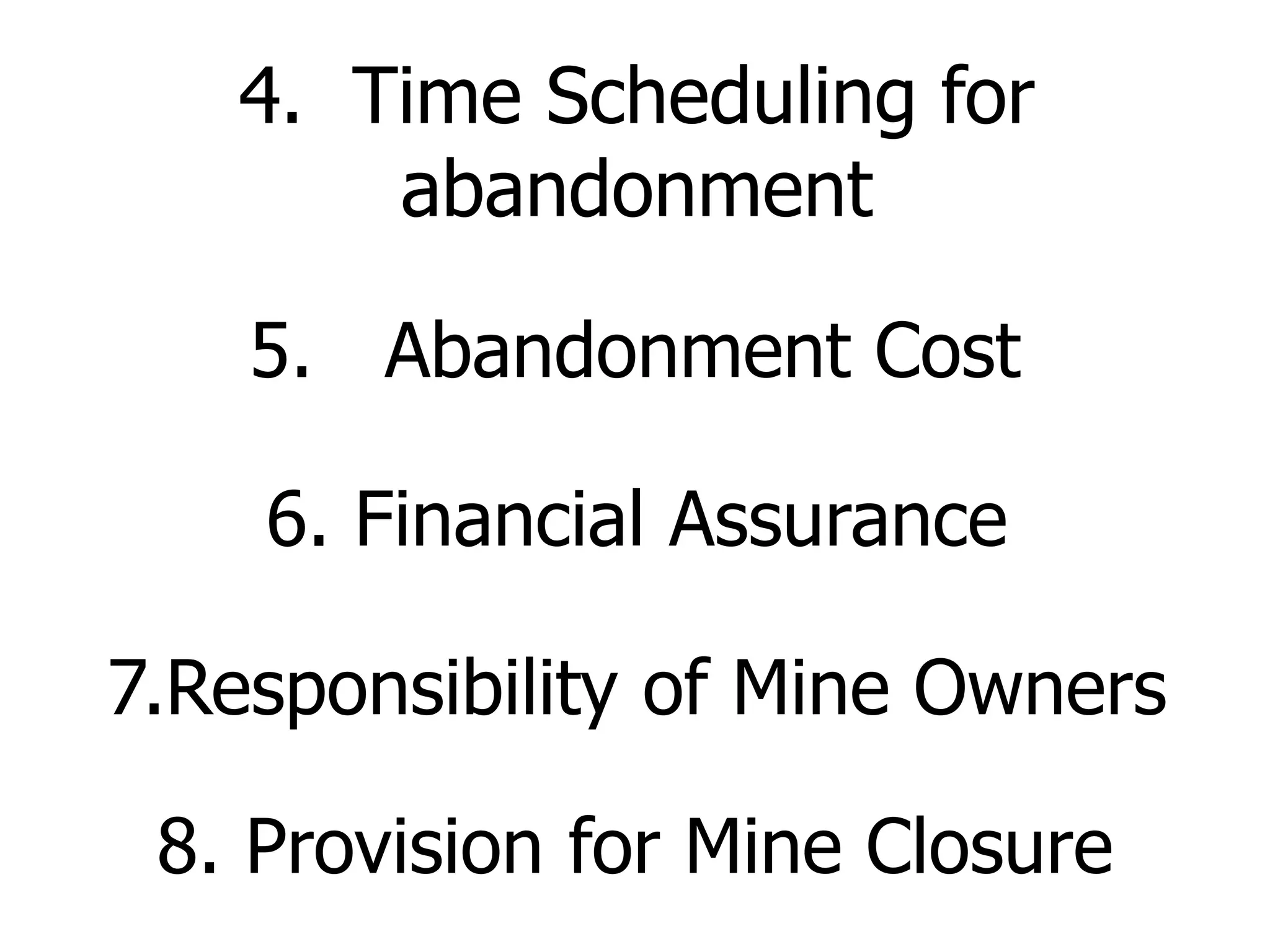 Standards of Mine Closure Planning | PPTX