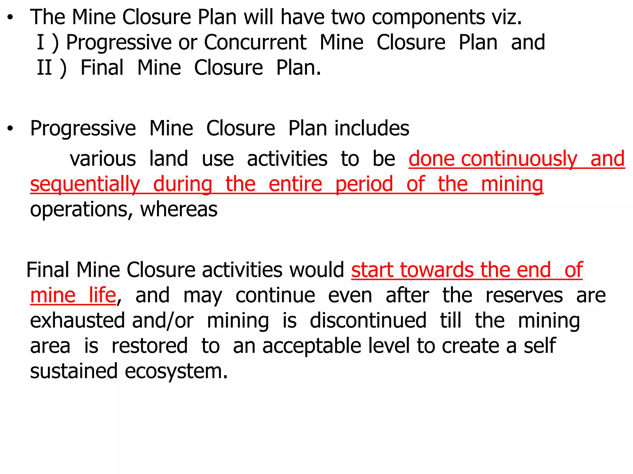 Standards of Mine Closure Planning | PPTX