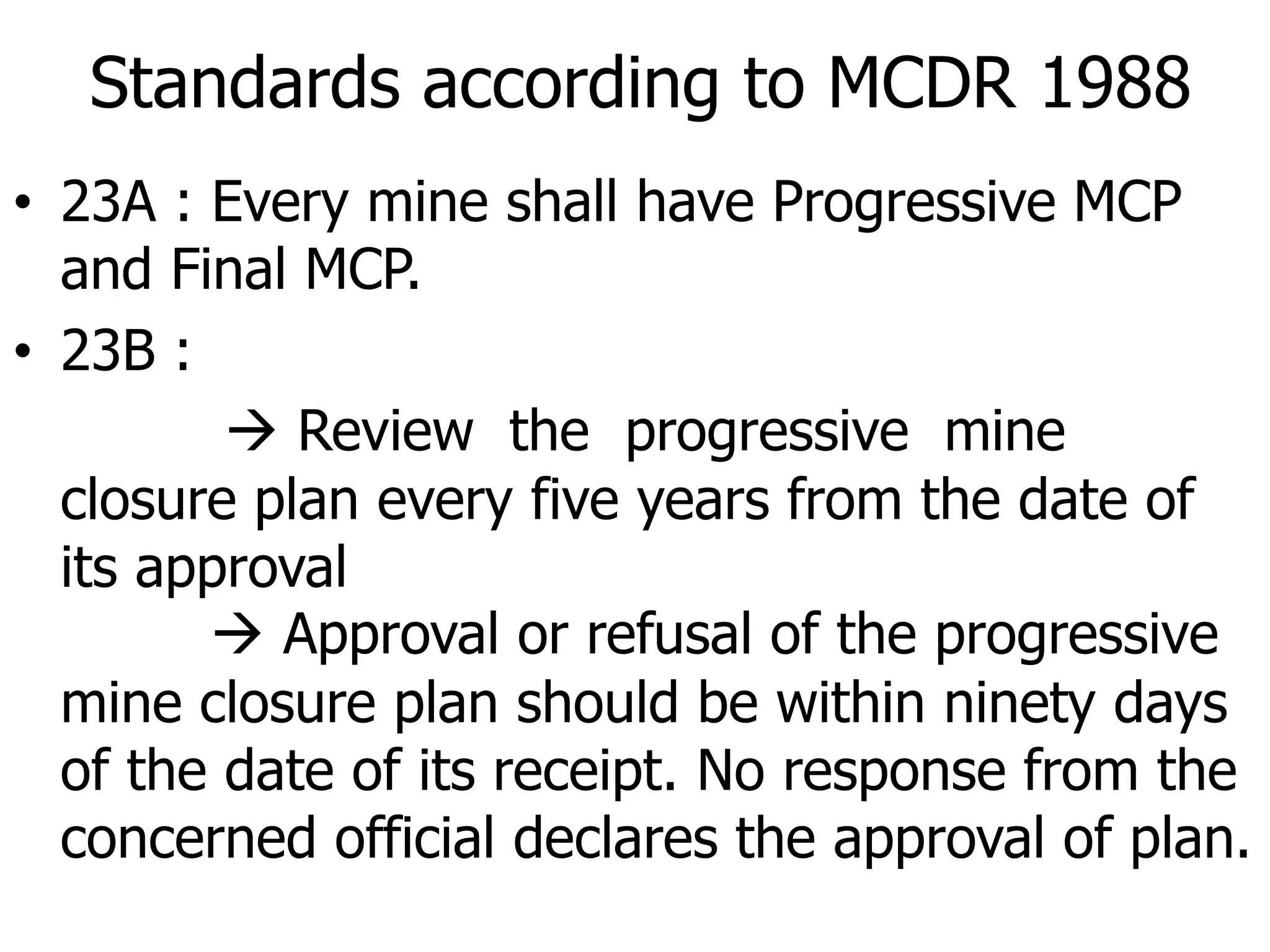 Standards of Mine Closure Planning | PPTX