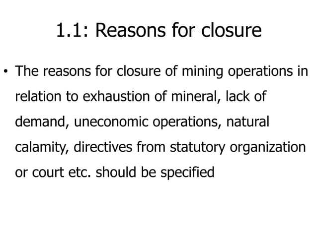 Standards of Mine Closure Planning | PPTX