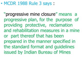 Standards of Mine Closure Planning | PPTX