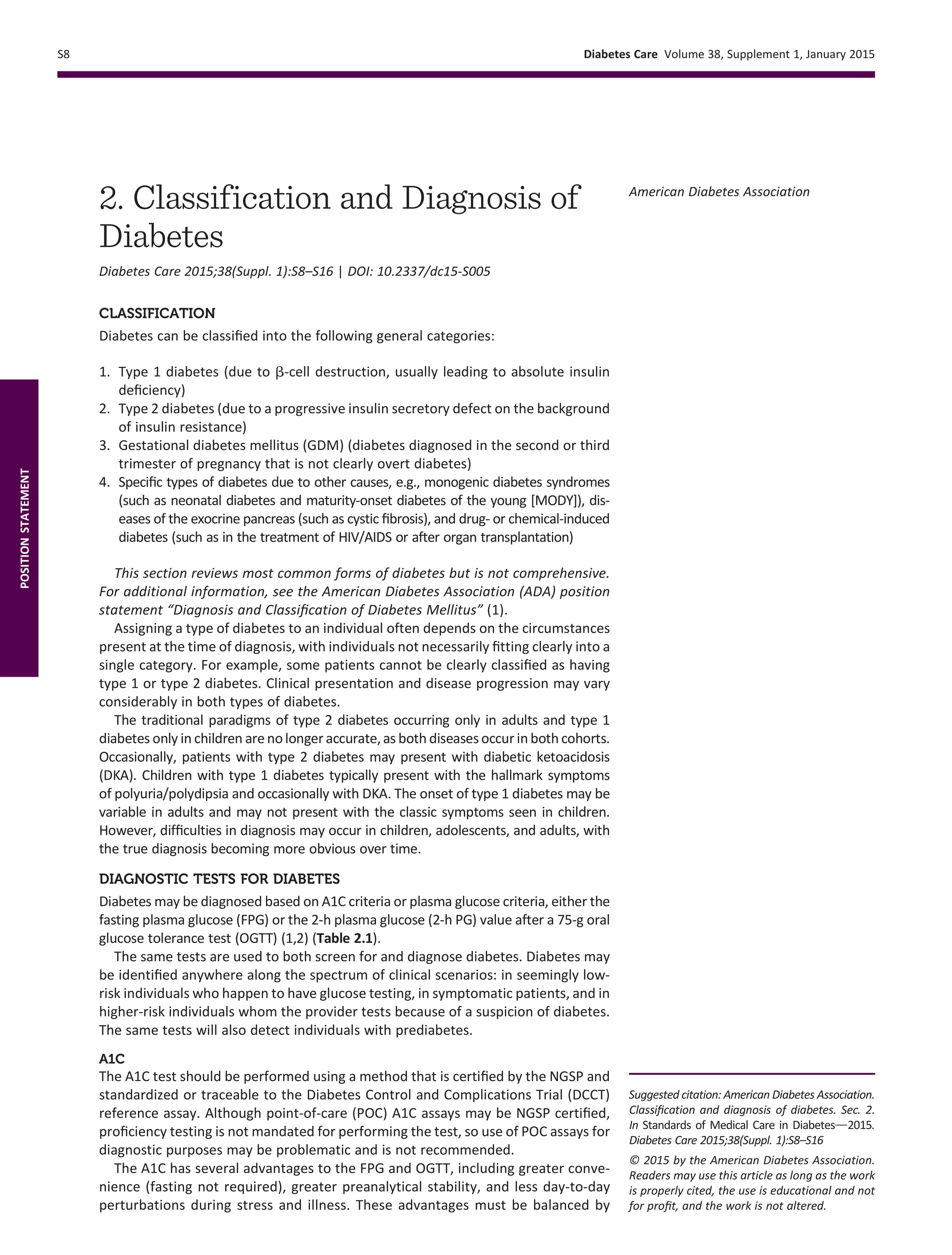 Standards of medical care in diabetes—2015 | PDF