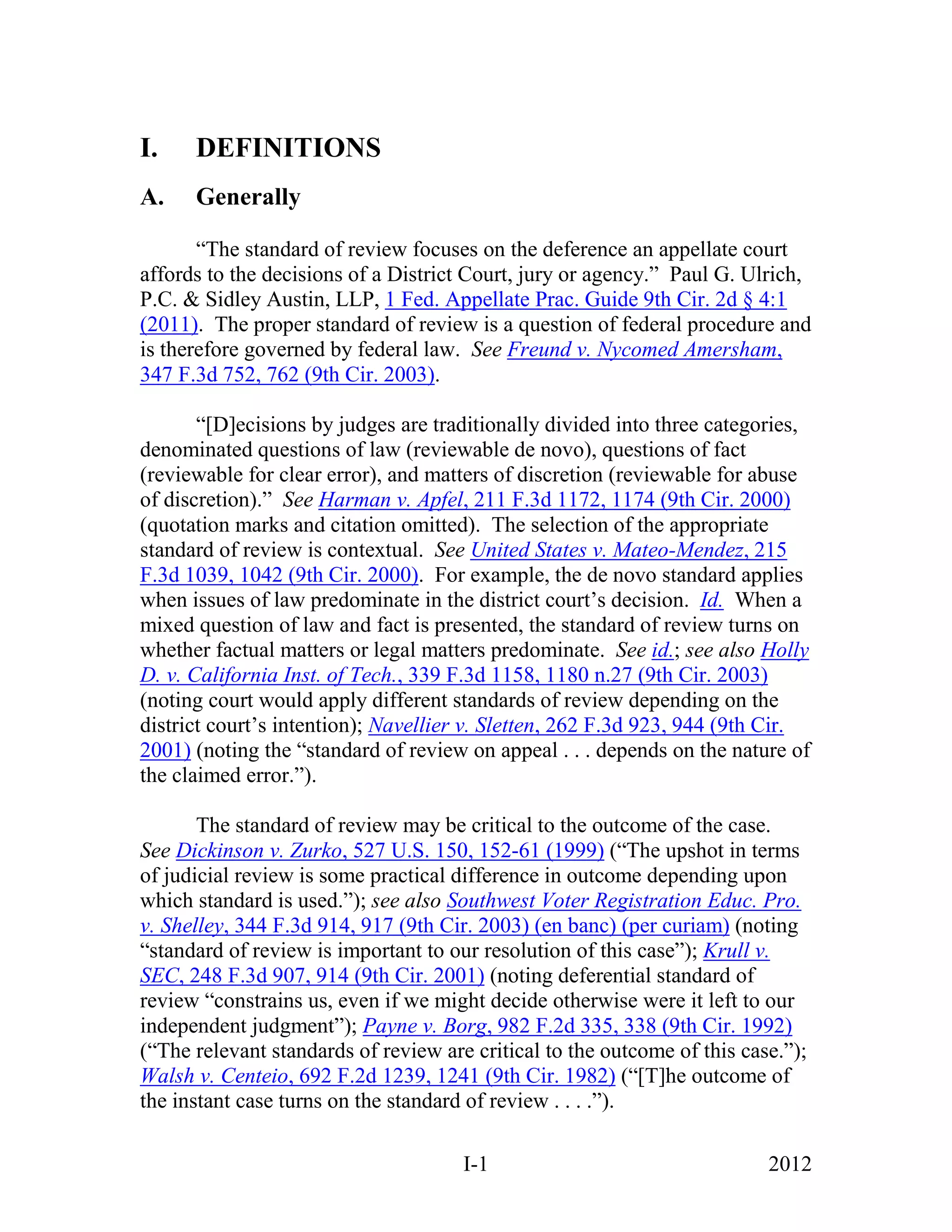 Standards of review definitions 9th circuit | PDF