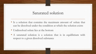 Standard Solutions, saturated and supersaturated solutions | PPTX