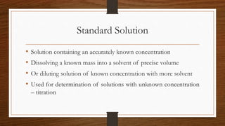 Standard Solutions, saturated and supersaturated solutions | PPTX