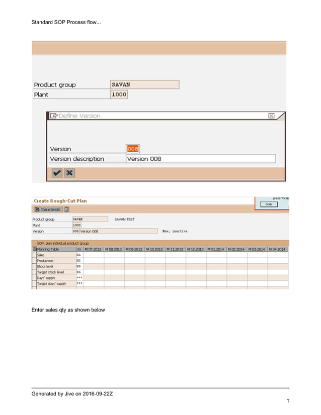 SAP SOP process flow for production process