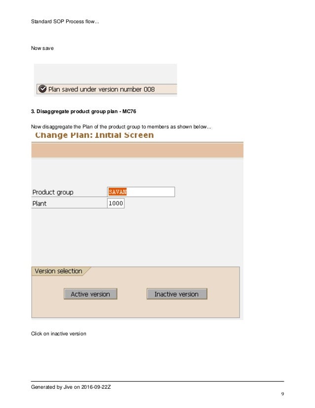 SAP SOP process flow for production process
