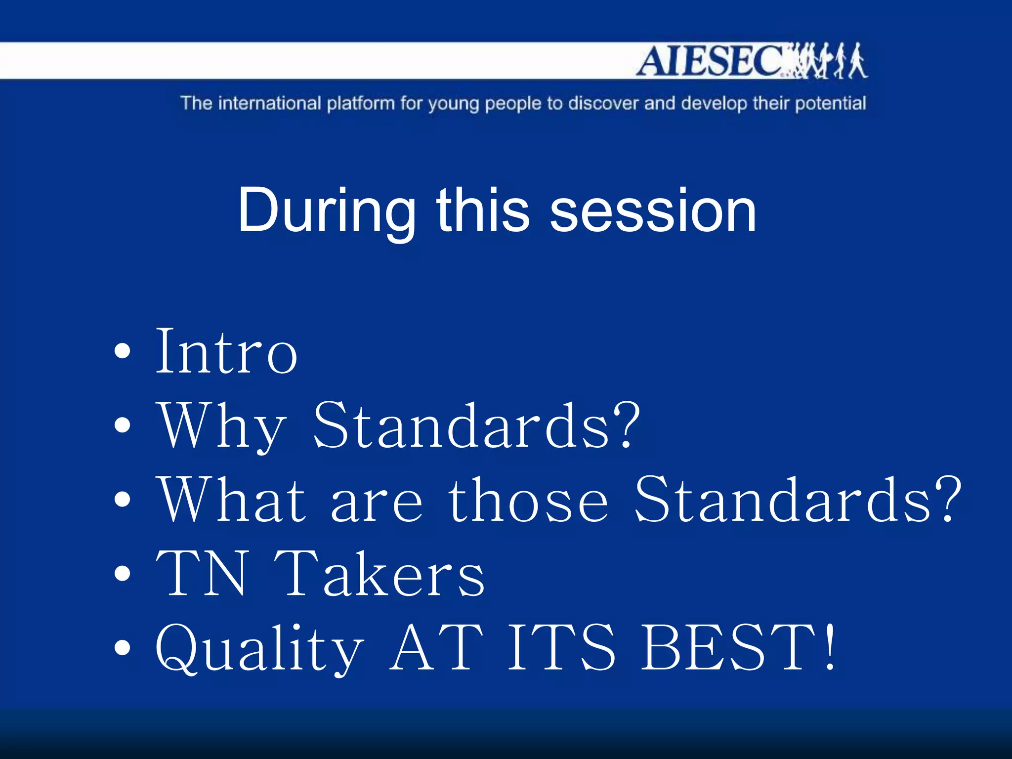 AIESEC Standards and Quality | PDF