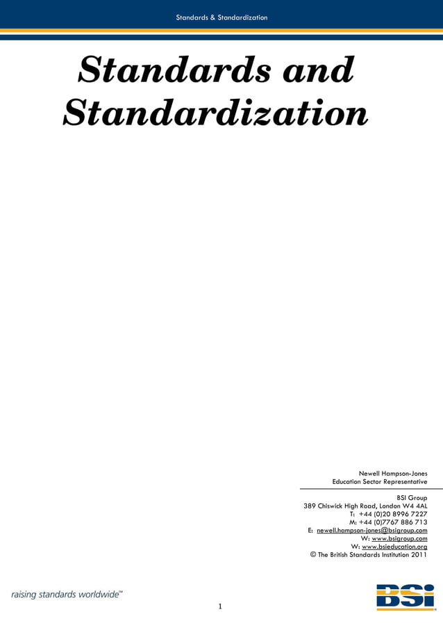 Standards & standardization handout | PDF