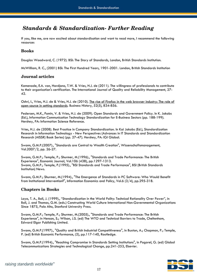 Standards & standardization handout | PDF