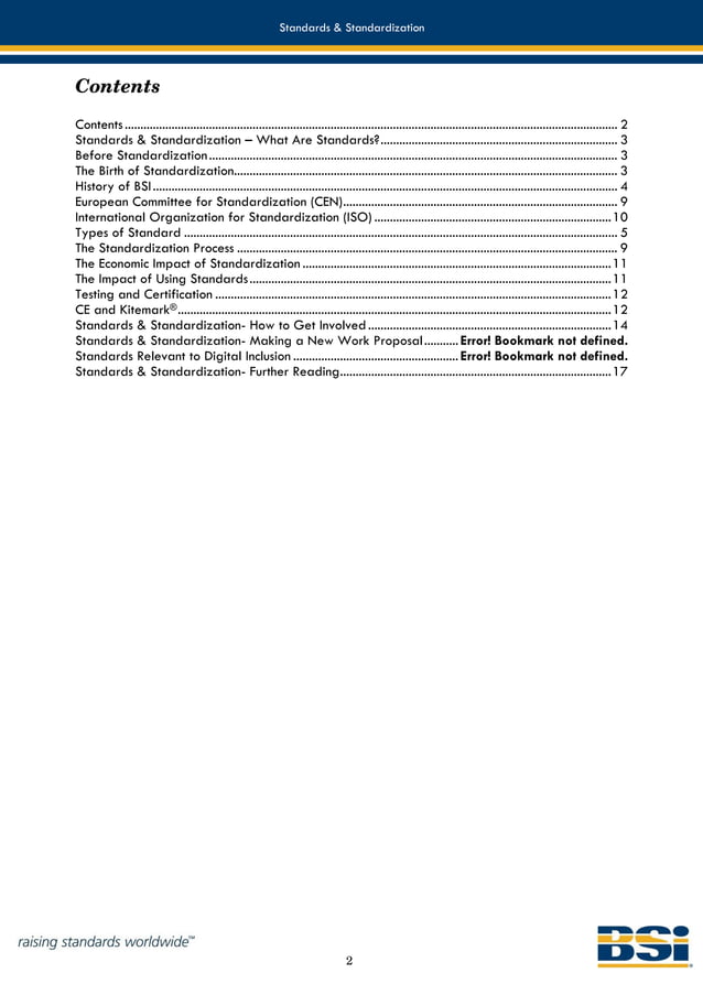 Standards & standardization handout | PDF