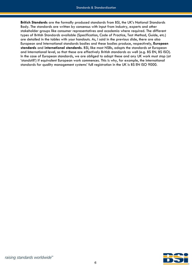 Standards & standardization handout | PDF