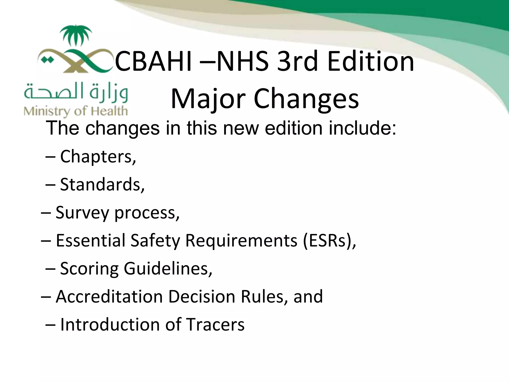 Standards & survey process orientation sspo cbahi | PPTX