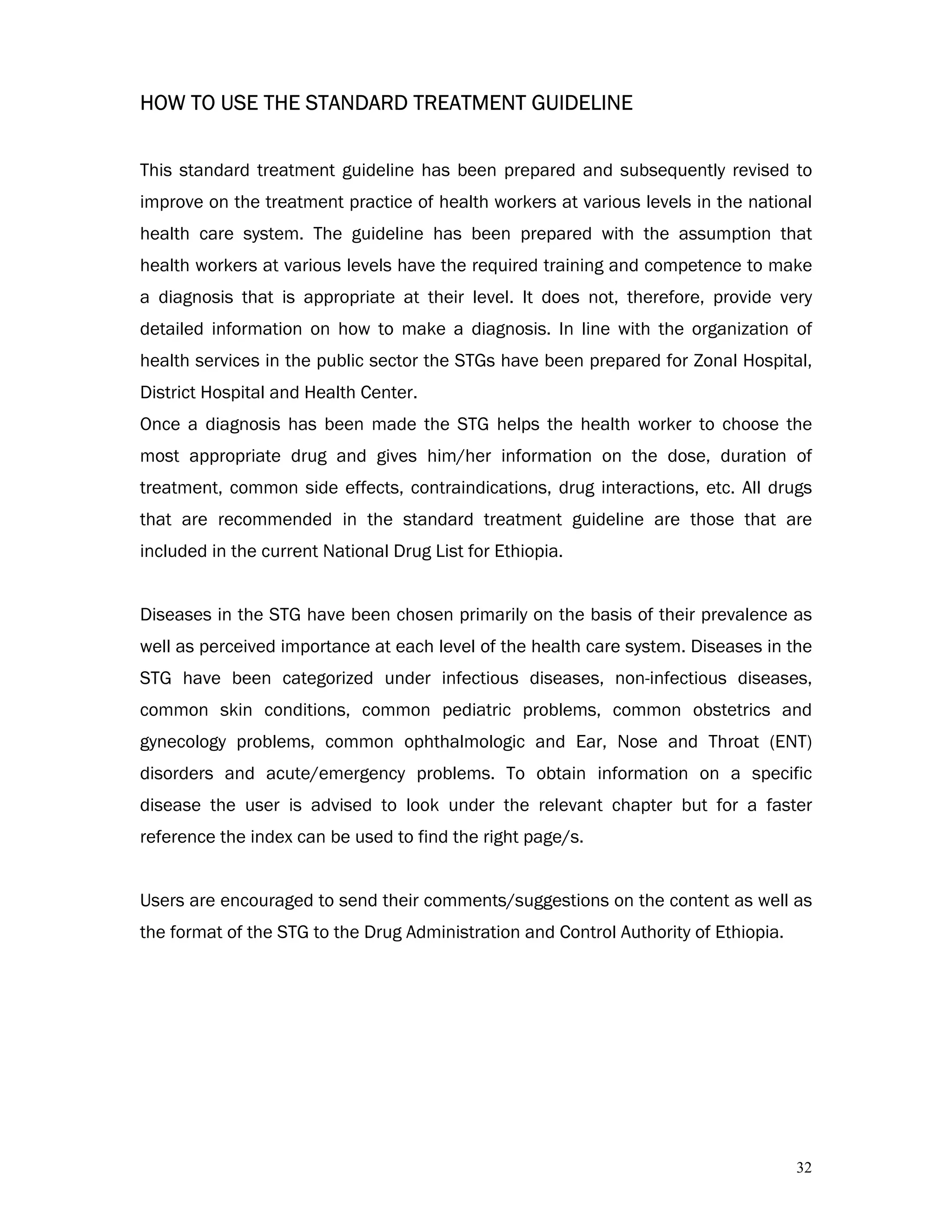 Standard treatment guideline for primary hospital in ethiopia 2010 | PDF
