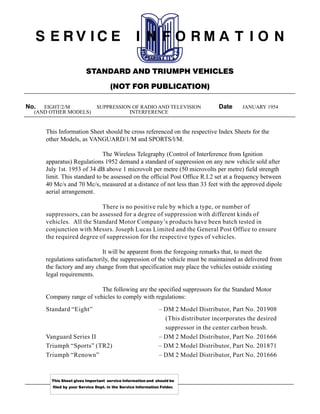 Standard triumph service information 1954 | PDF