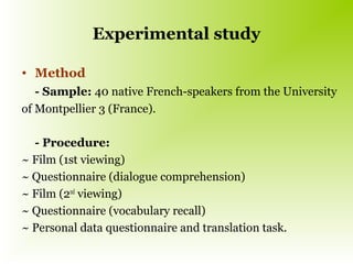 Standard vs reversed subtitles : Effects on movie comprehension and ...