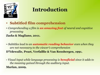 Standard vs reversed subtitles : Effects on movie comprehension and ...