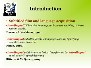 Standard vs reversed subtitles : Effects on movie comprehension and ...