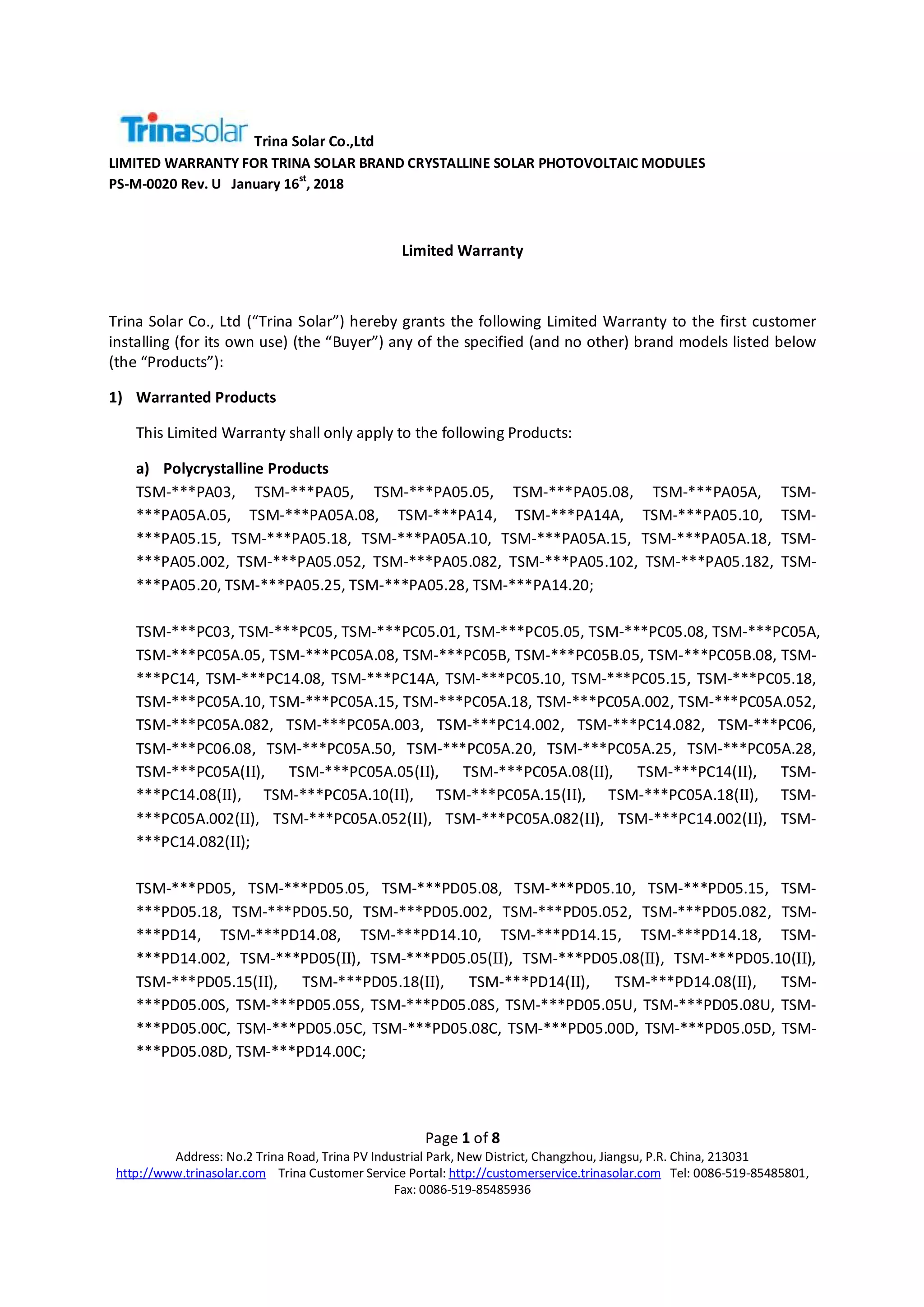 Trina standard warranty | PDF