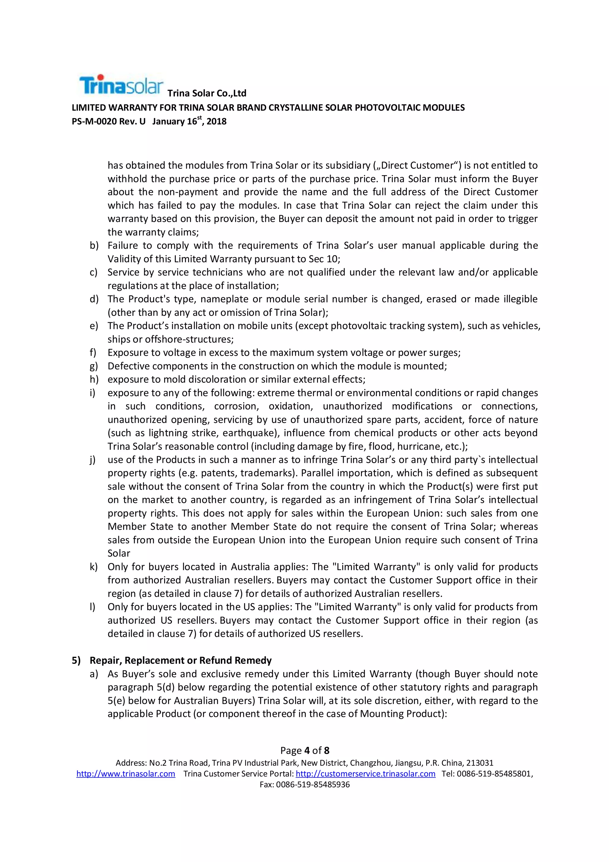 Trina standard warranty | PDF