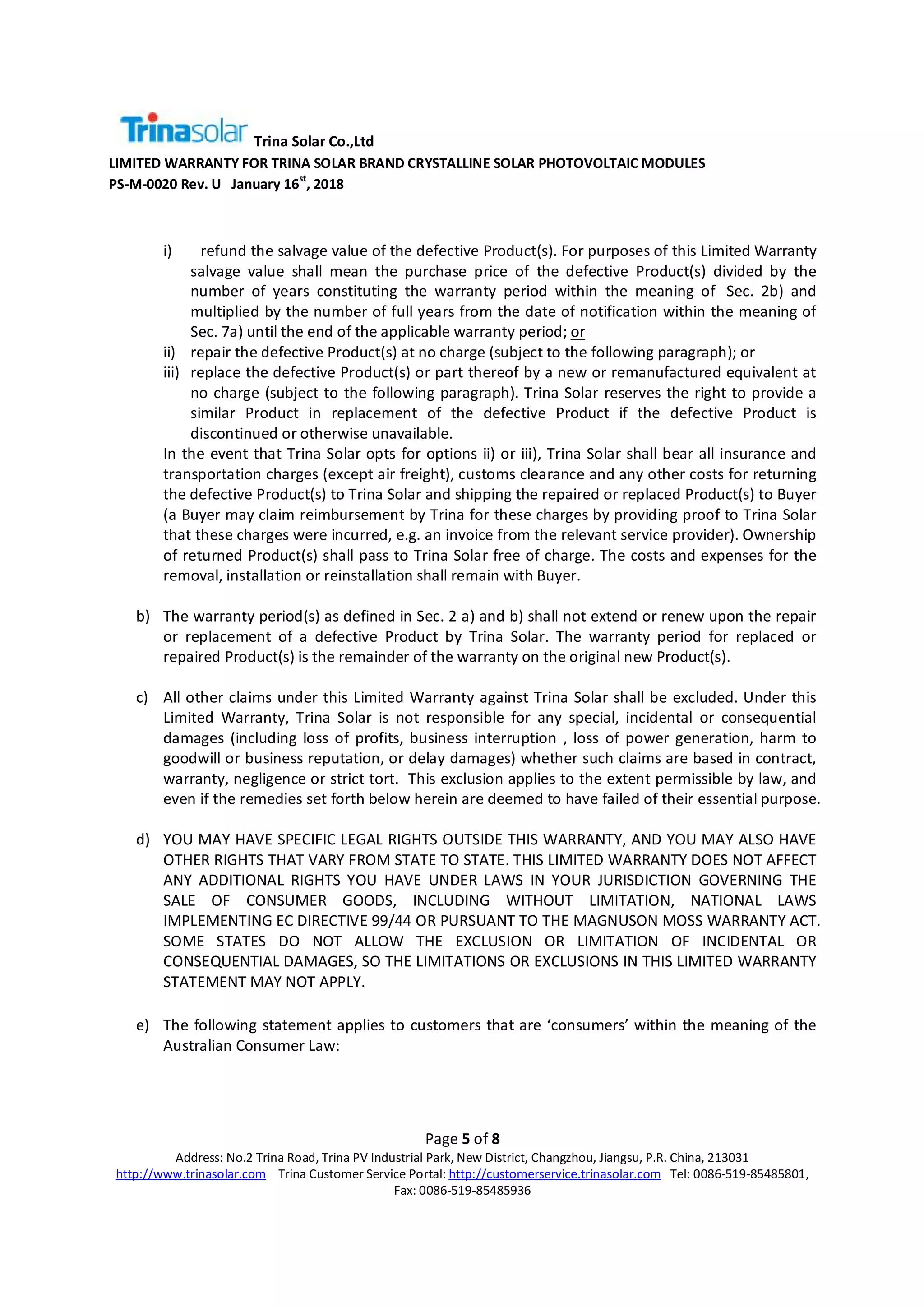 Trina standard warranty | PDF