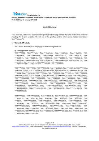 Trina standard warranty | PDF