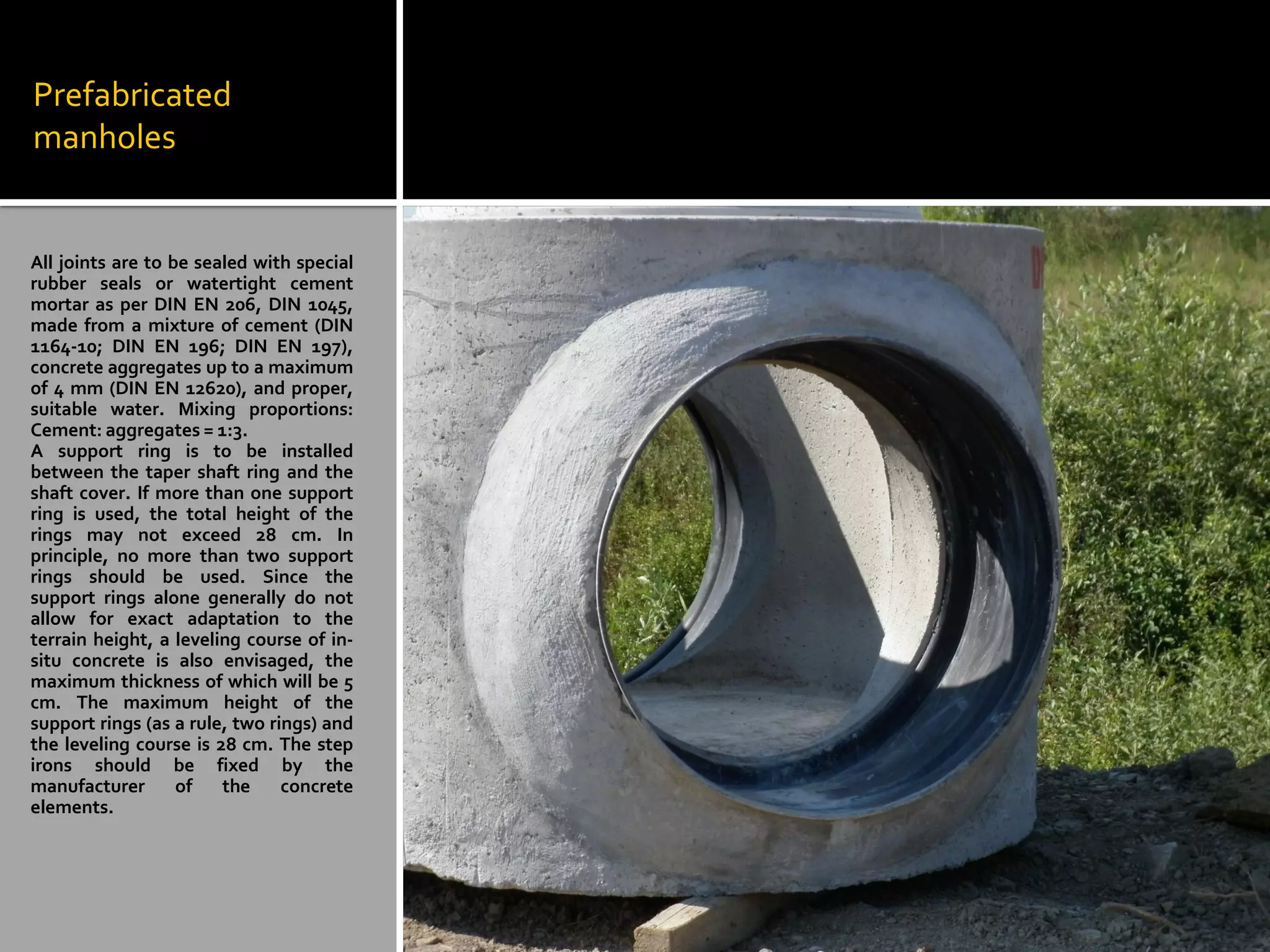 Standard Waste Water Manholes of precast concrete elements | PPT