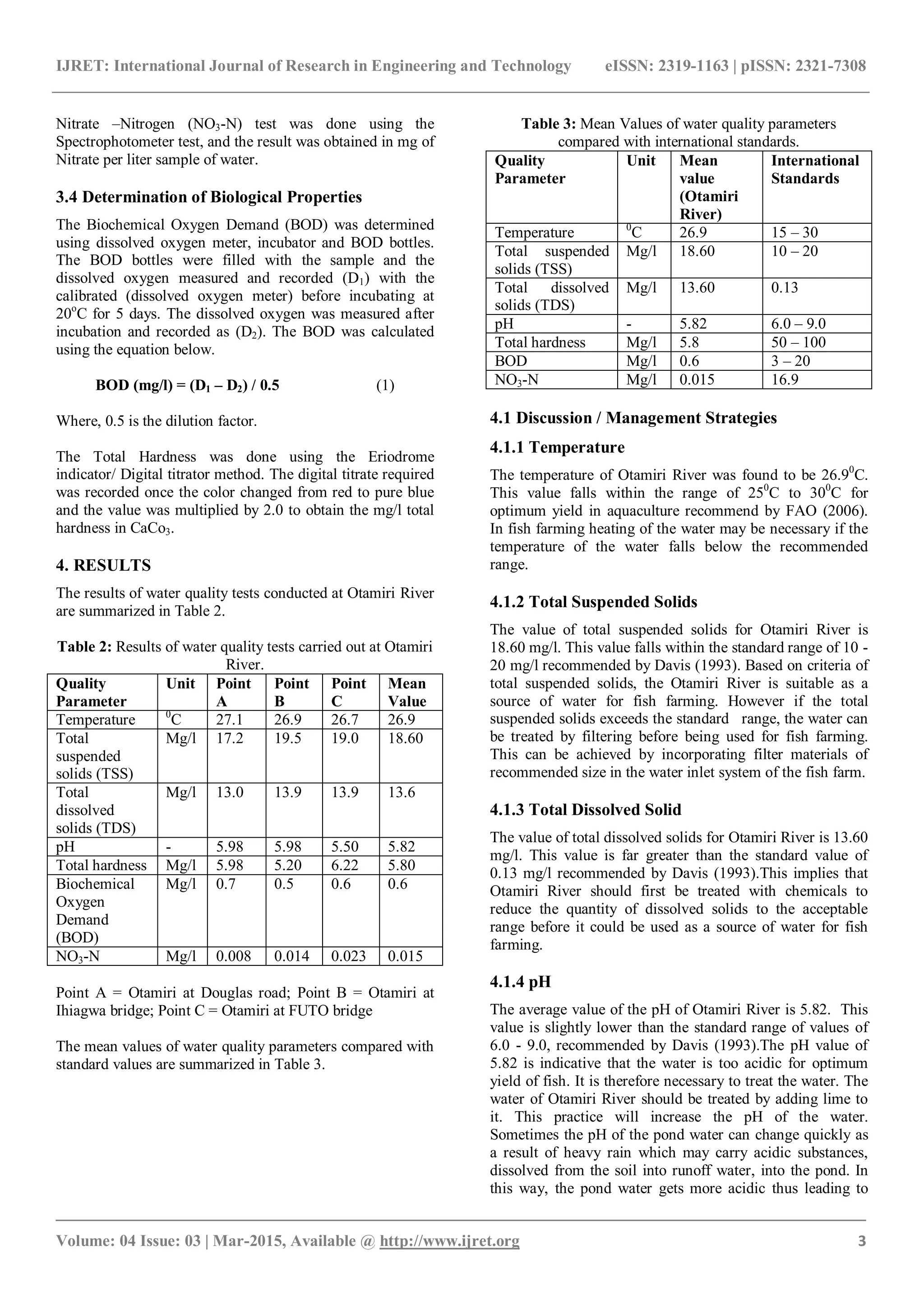 Standard water quality requirements and management strategies for fish ...