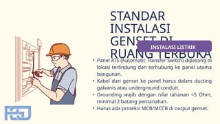 STANDAR GENSET OUTDOOR (ELECTRICAL TOOLS) | PPTX