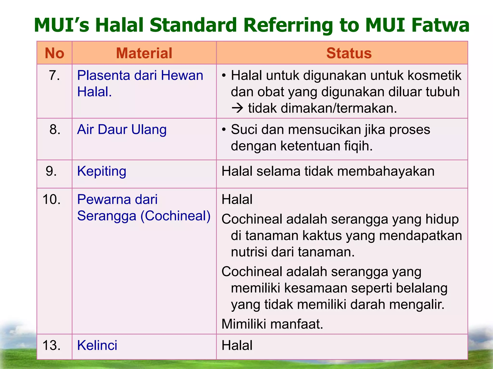 Standar Bahan Halal berdasar Fatwa MUI | PDF