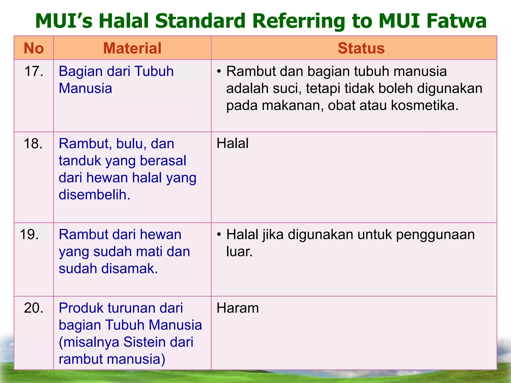 Standar Bahan Halal berdasar Fatwa MUI | PDF