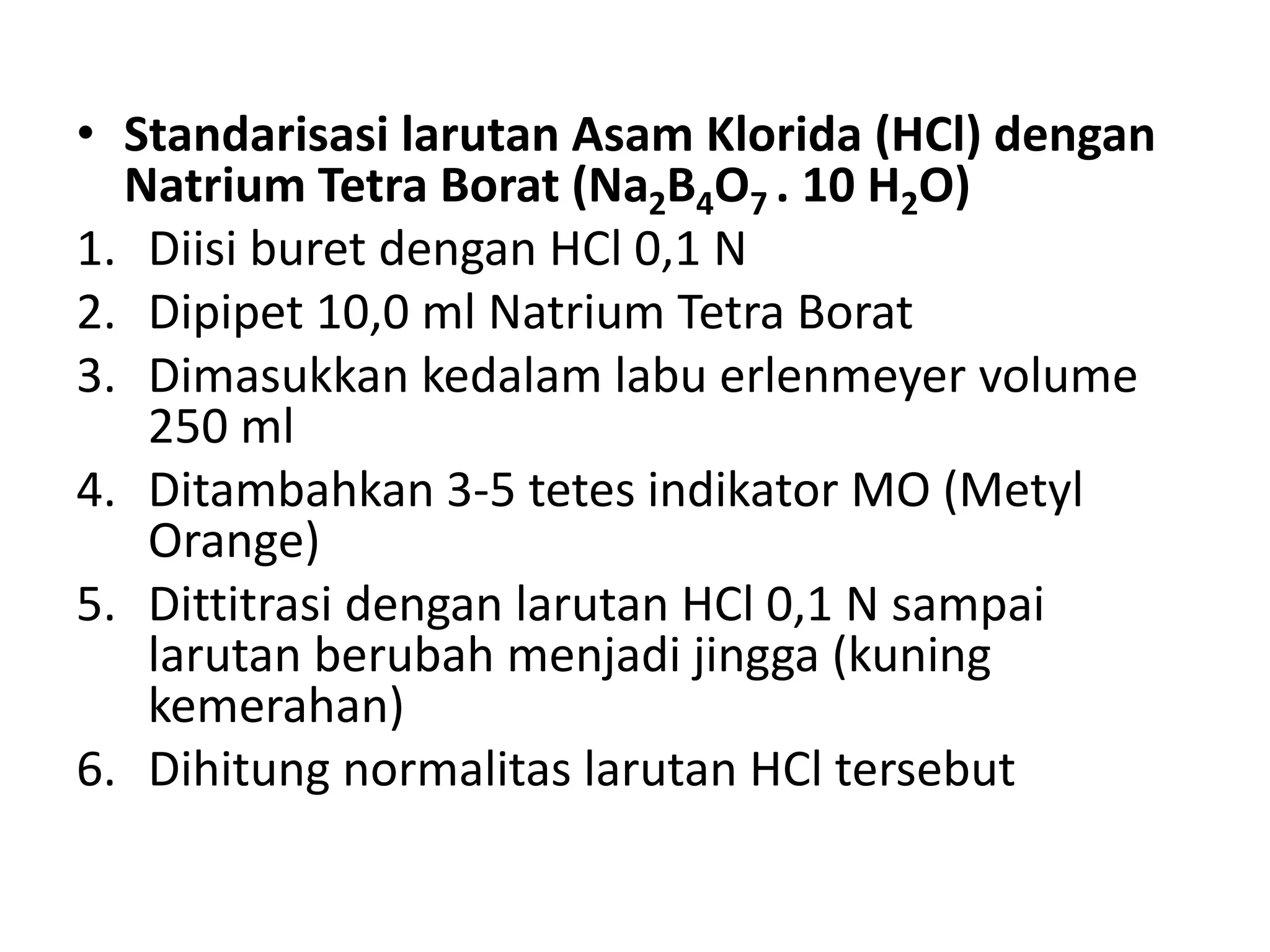 Standarisasi h cl asidimetri | PPTX