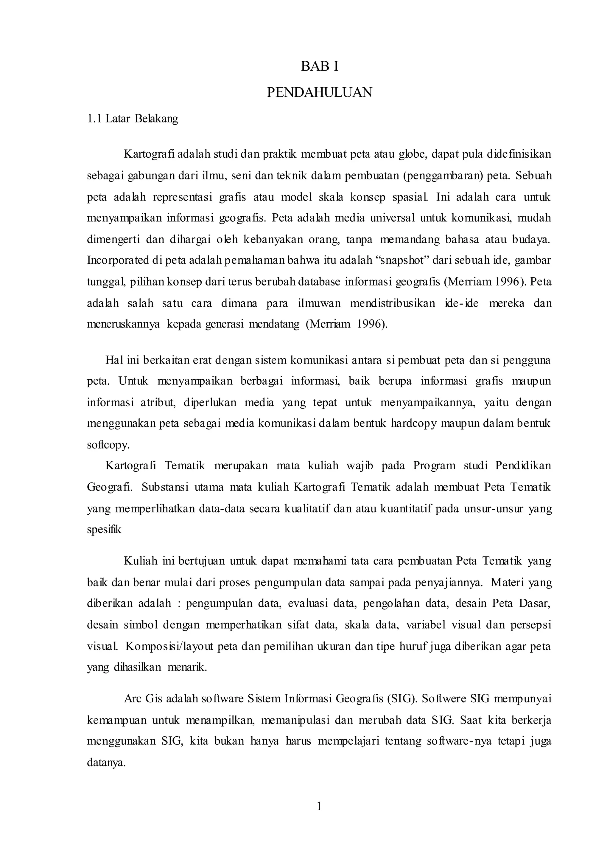 Standar operasional pembuatan peta tematik dengan menggunakan arc gis ...