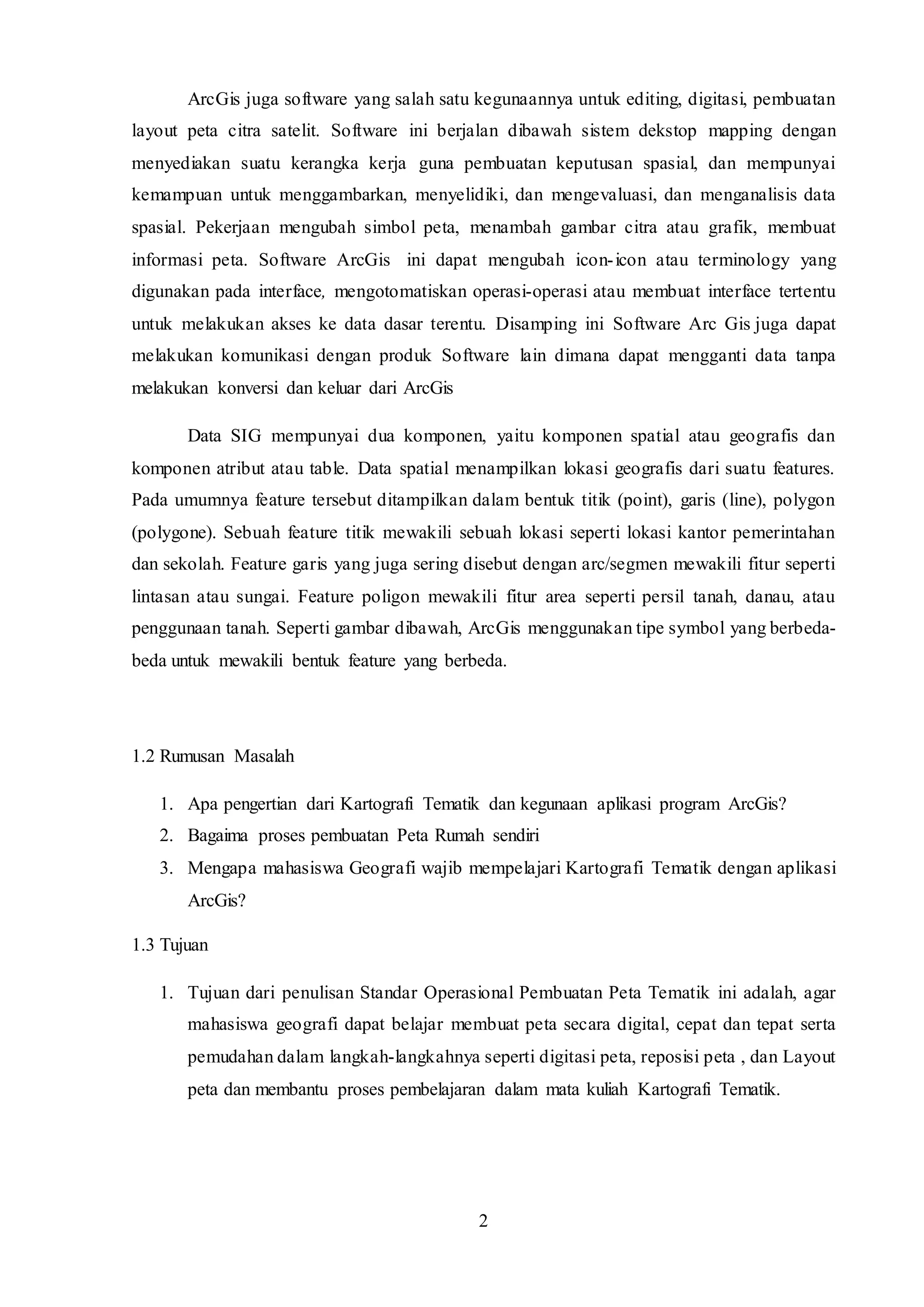 Standar operasional pembuatan peta tematik dengan menggunakan arc gis ...