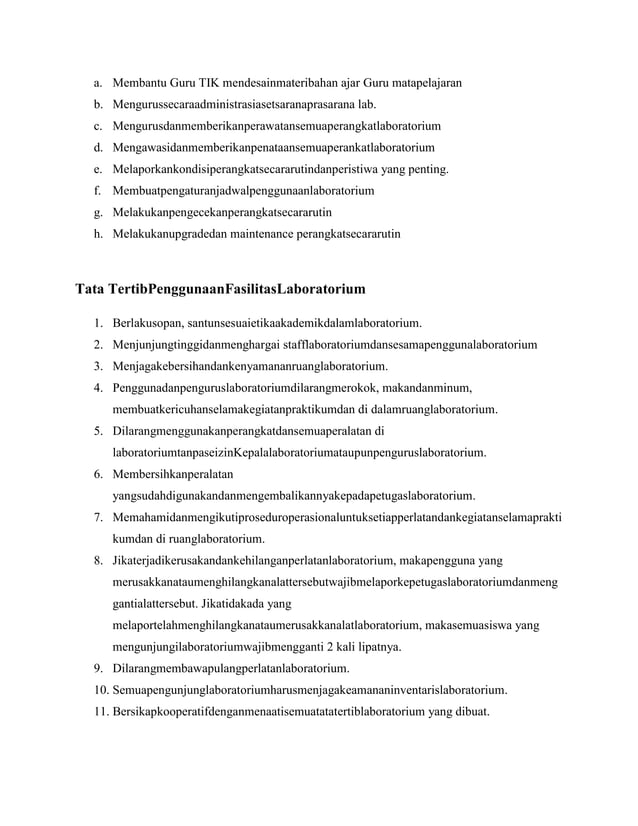 Standar Operasional Prosedur (SOP) Laboratorium TIK | DOCX