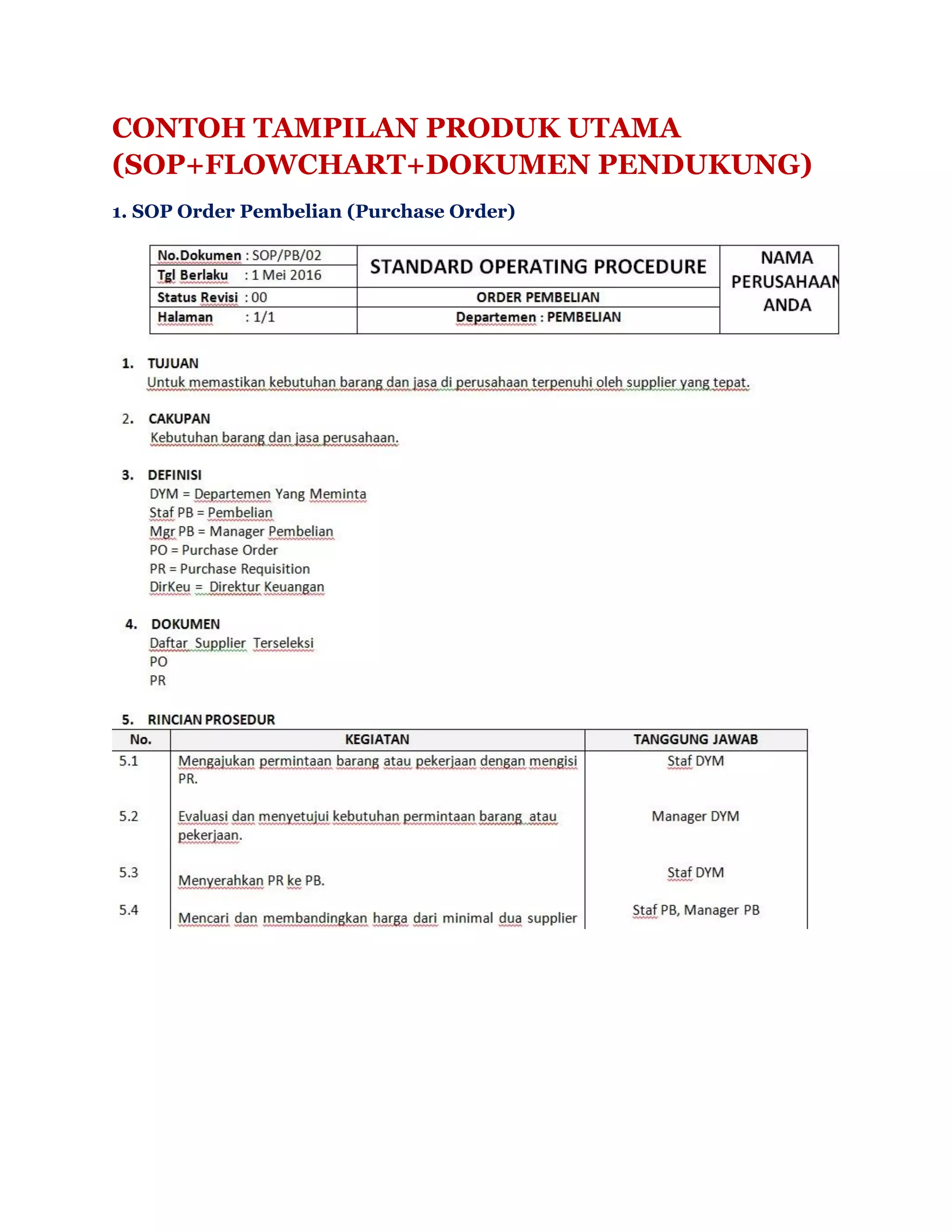 Standar operasional prosedur (sop) perusahaan | PDF