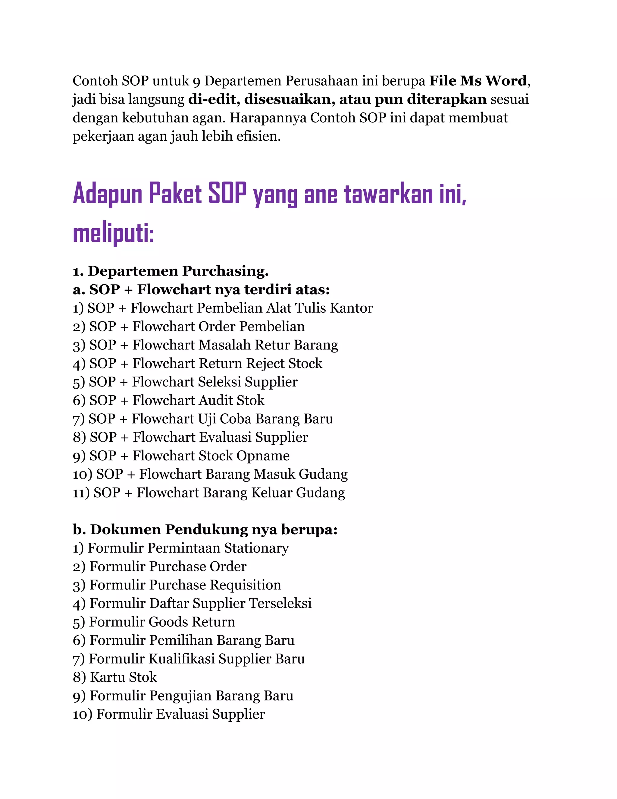 Standar operasional prosedur (sop) perusahaan | PDF